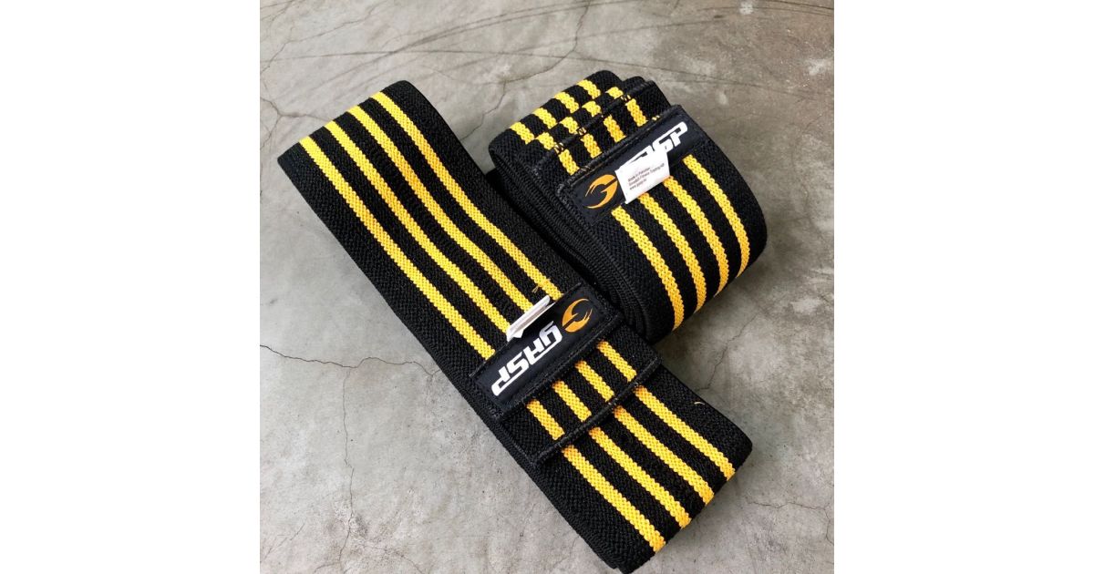 GASP INC - BODYBUILDING KNEE WRAPS TÉRDBANDÁZS - FEKETE/SÁRGA ...