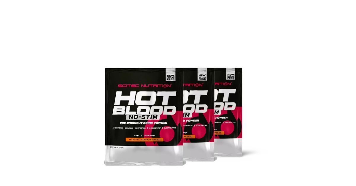 SCITEC NUTRITION - HOT BLOOD NO-STIM - KOFFEINMENTES - 3 x 25 G ...