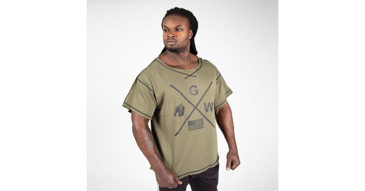 GORILLA WEAR - SHELDON WORKOUT TOP - ARMY GREEN - FÉRFI PÓLÓ - ZÖLD ...